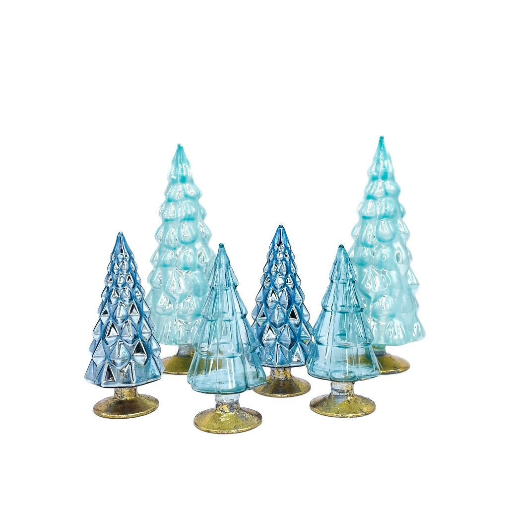Glass Tree Set Snowfall / Light Blue Green 6 Pcs - Etsy