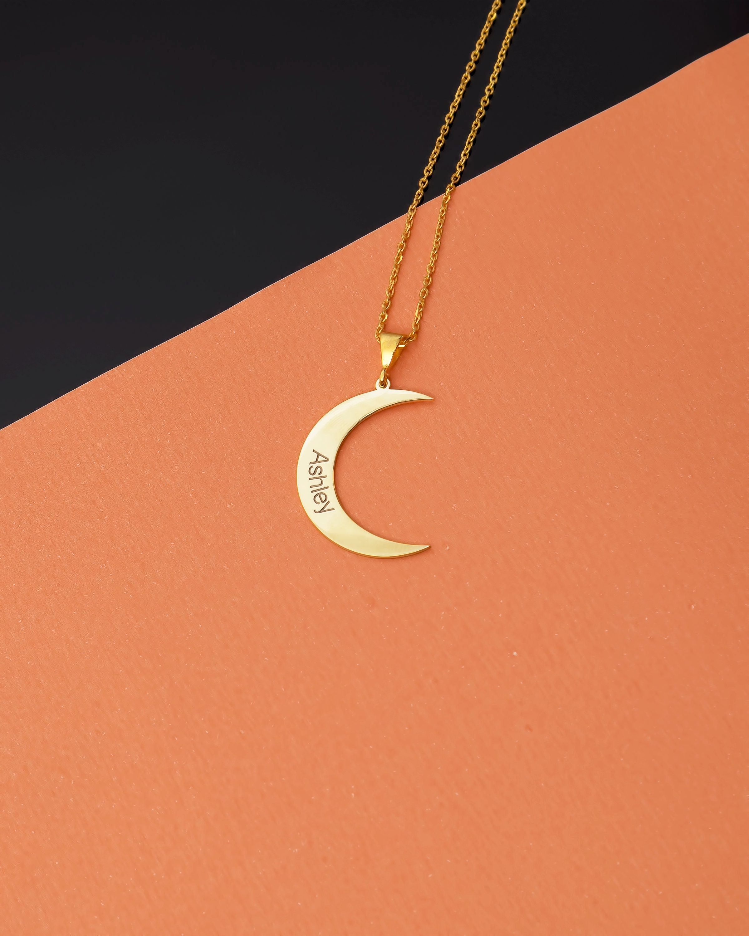 Personalized Crescent Moon Necklace Crescent Shape Name | Etsy