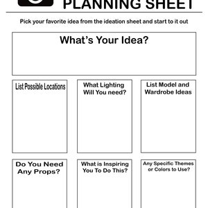 Printable Photoshoot Planner, Photography Worksheet, Photo Session ...