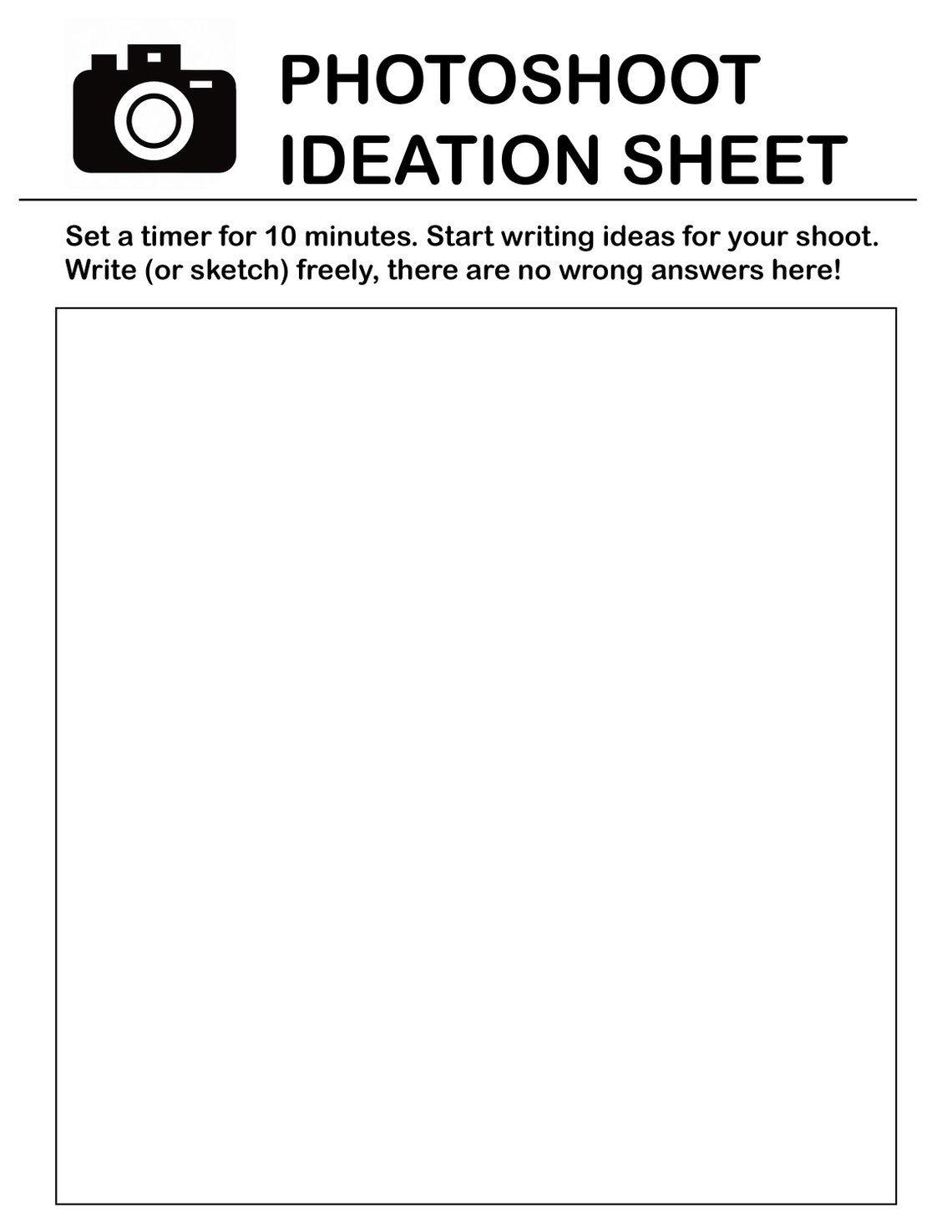 Printable Photoshoot Planner, Photography Worksheet, Photo Session ...