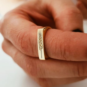 Wheat Signet Ring, Custom Signet, Wheat Ring, Flower Ring, Signet Ring ...