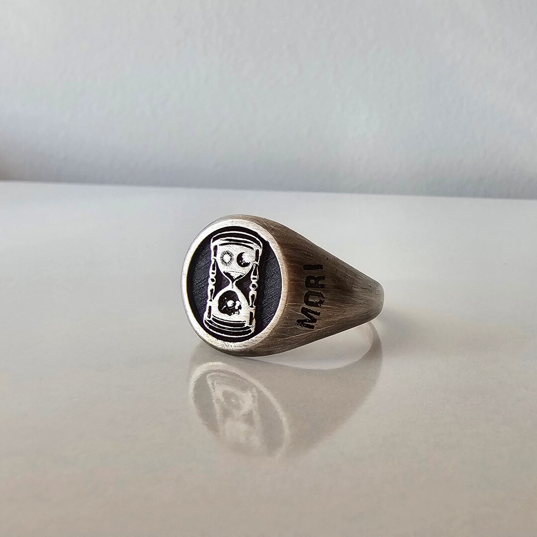 Hourglass Memento Mori Ring, Daily Stoic Ring, Personalized Memento ...