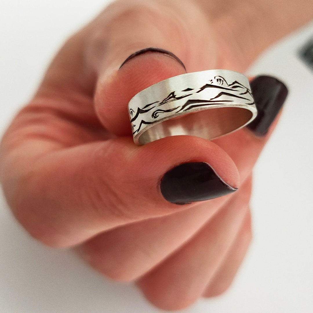 Wave Ring, Summer Ring, Beach Ring, Surfer Ring, Ocean Ring, Oxidized ...