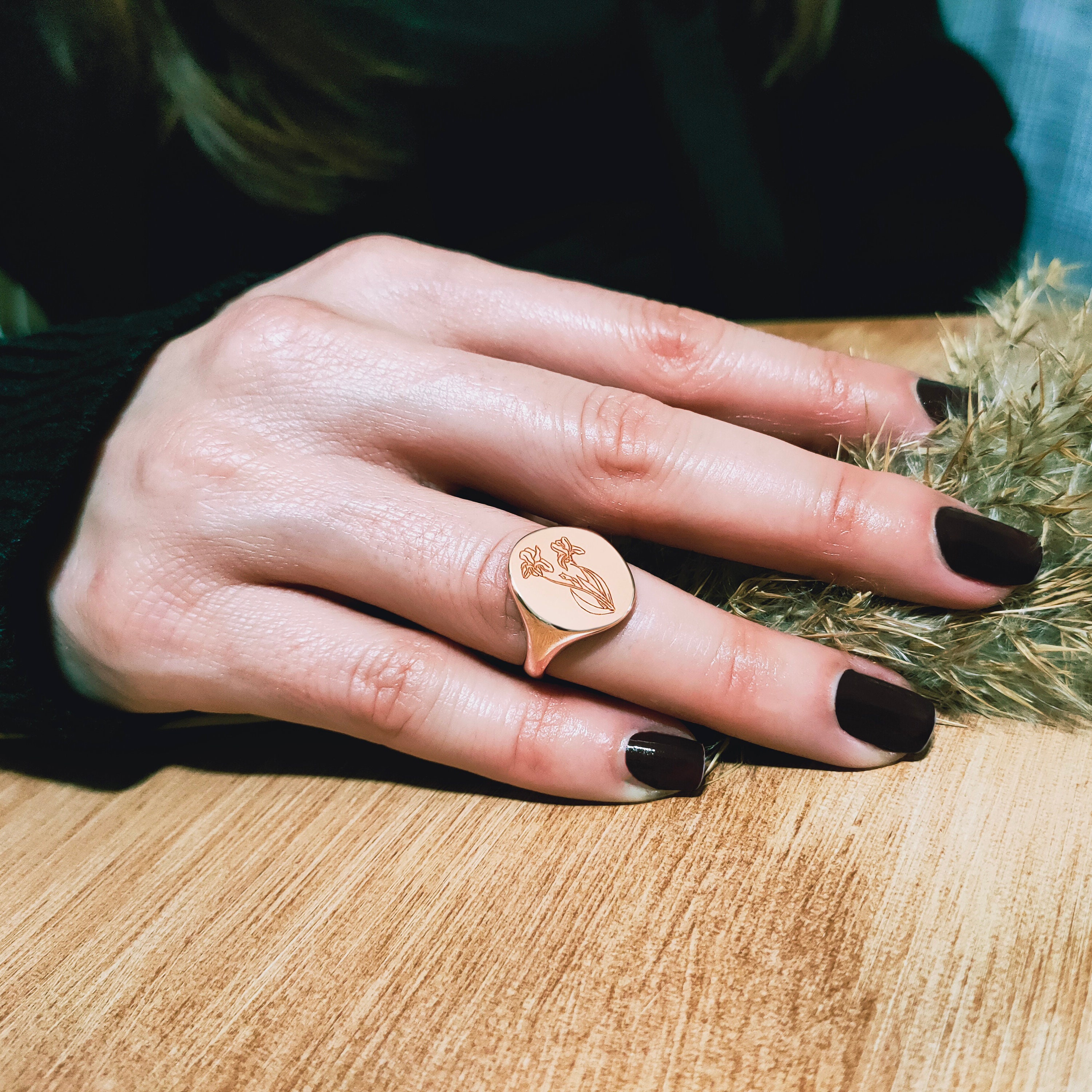 Iris Ring Wildflower Ring Flower Signet Ring Custom Ring - Etsy