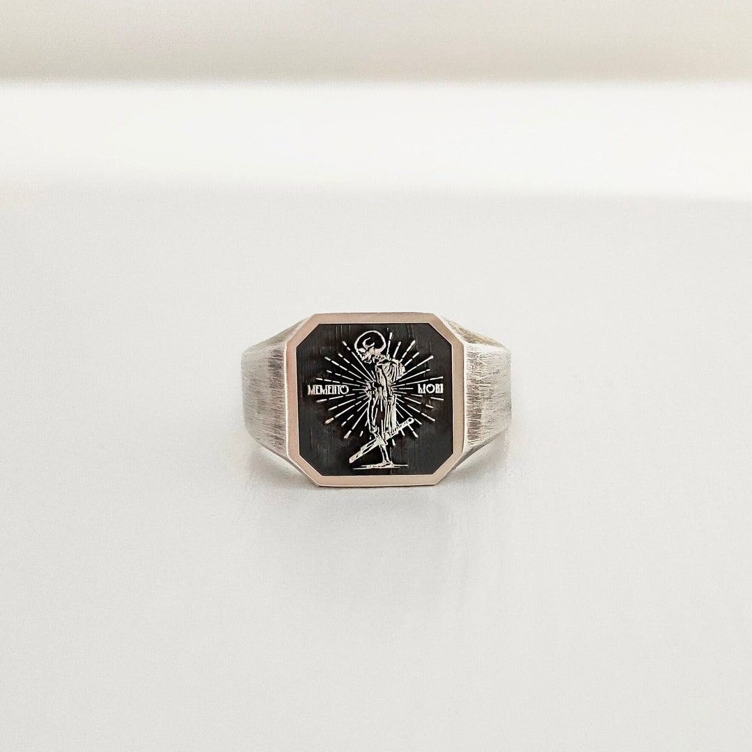 Memento Mori Ring, Square Memento Mori Ring, Stoicism Ring, Custom Ring ...