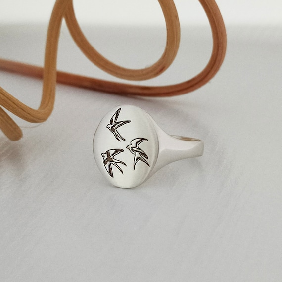 Swallow Ring Bird Ring Three Bird Ring Flying Bird Ring | Etsy