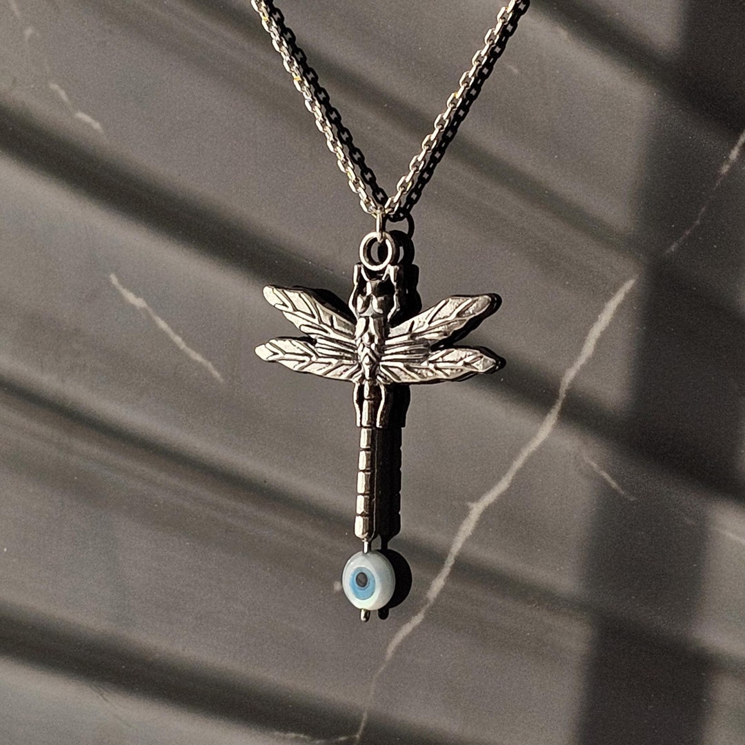 Good Luck Evil Eye Dragonfly Necklace, Elegant Dragonfly Pendant With ...