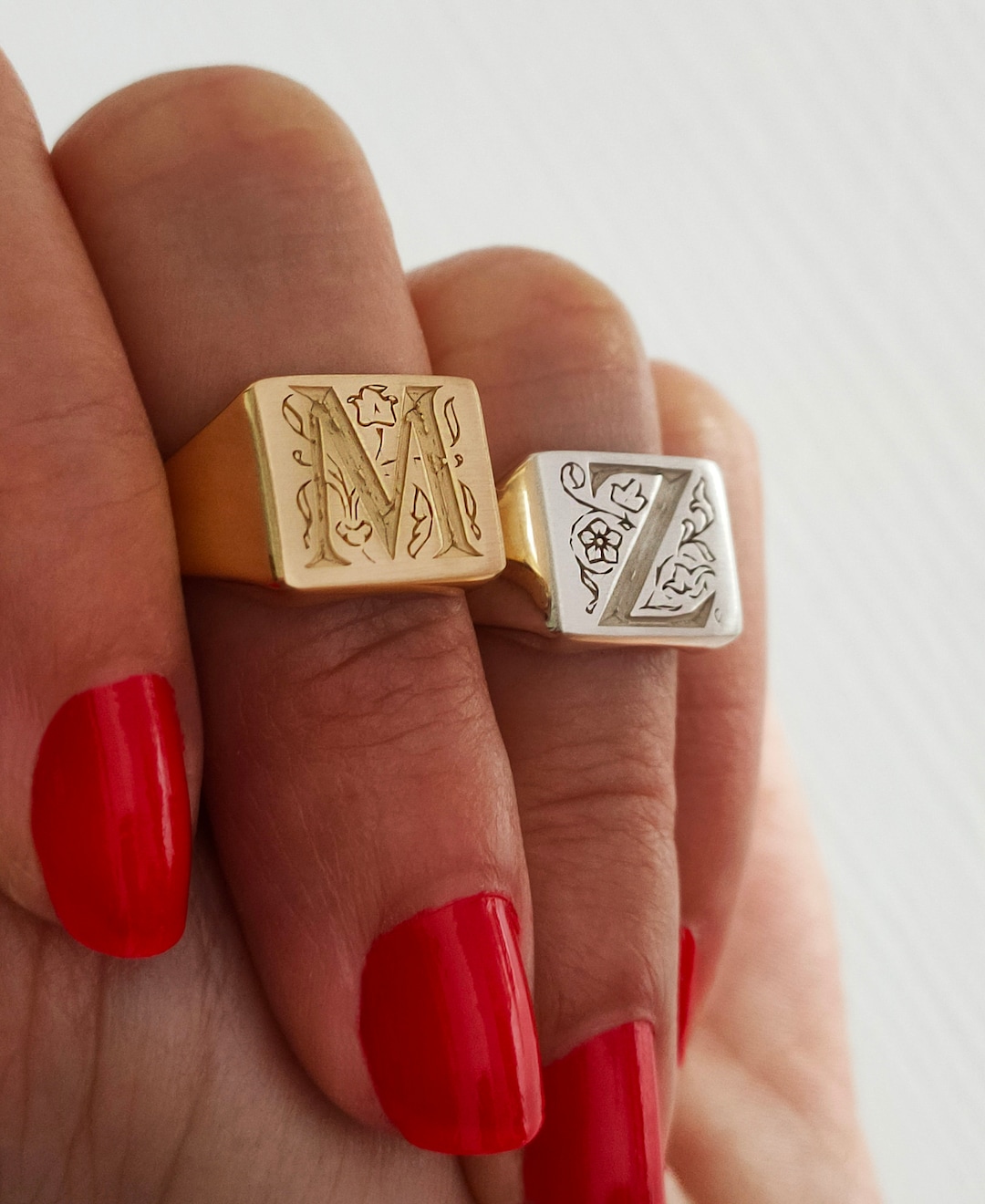 Monogram Signet Ring, Initial Signet Ring, Custom Initial Ring, Signet ...