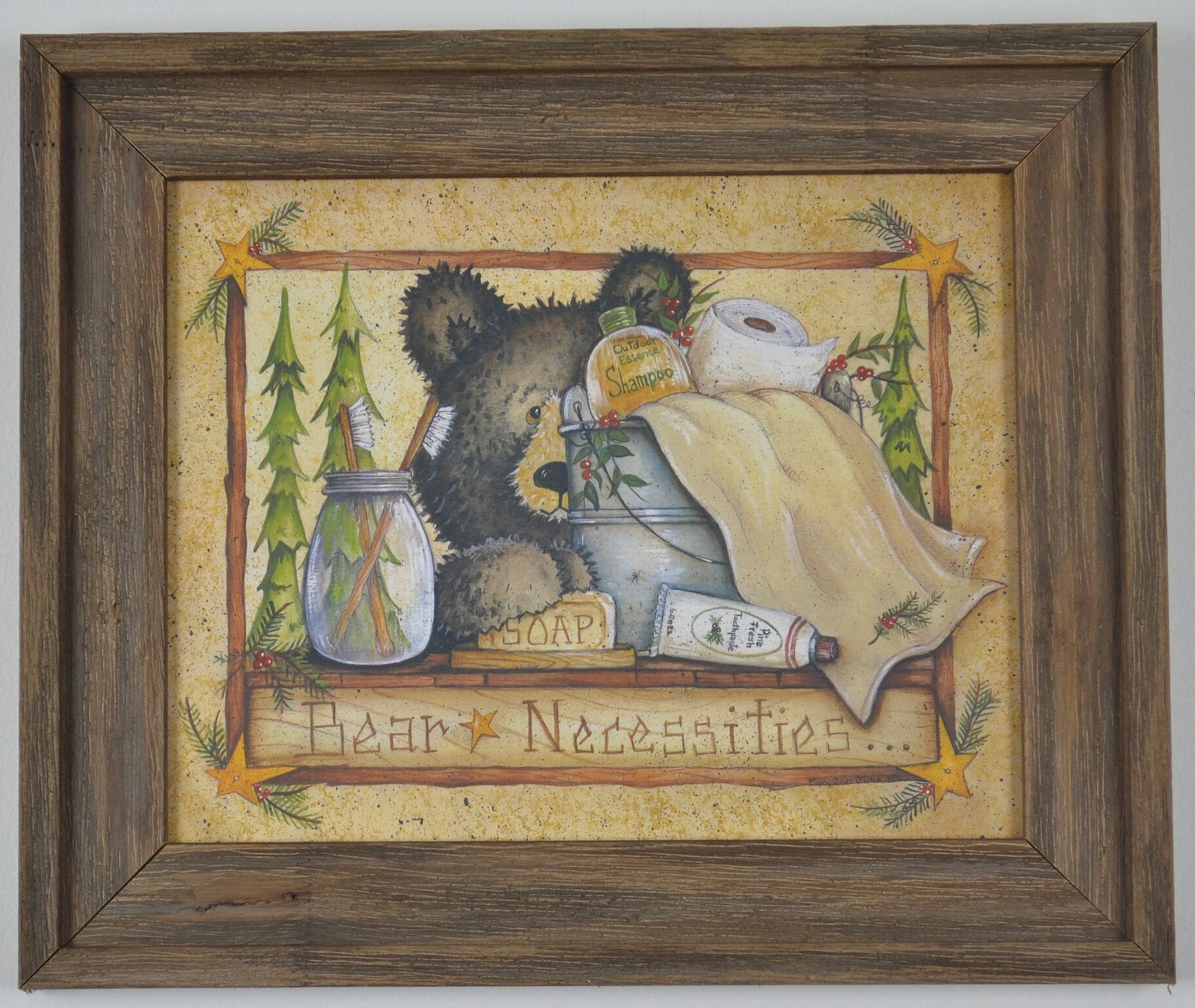 Bathroom Wall Decor, Bear Necessities Framed Wall Art Print, Funny ...