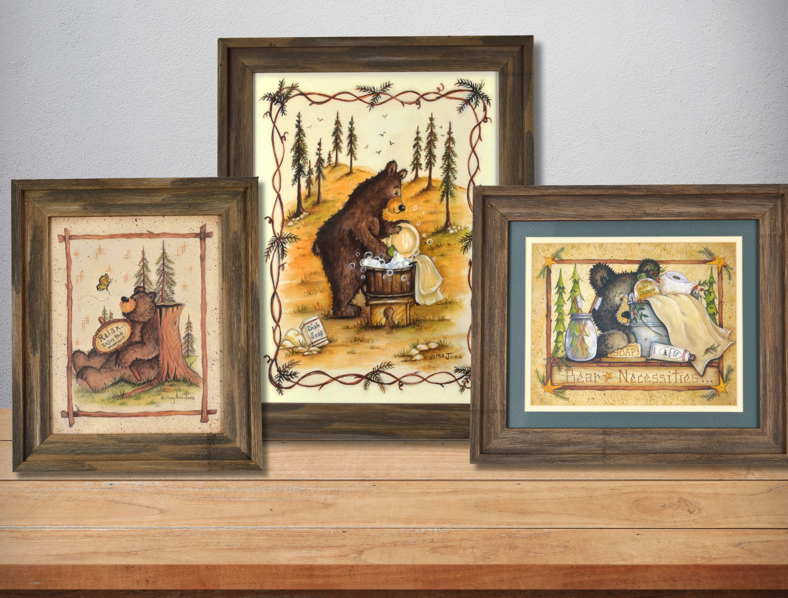 Cute Bear Wall Decor, Rustic Country Home Decor, Barn Wood Framed ...