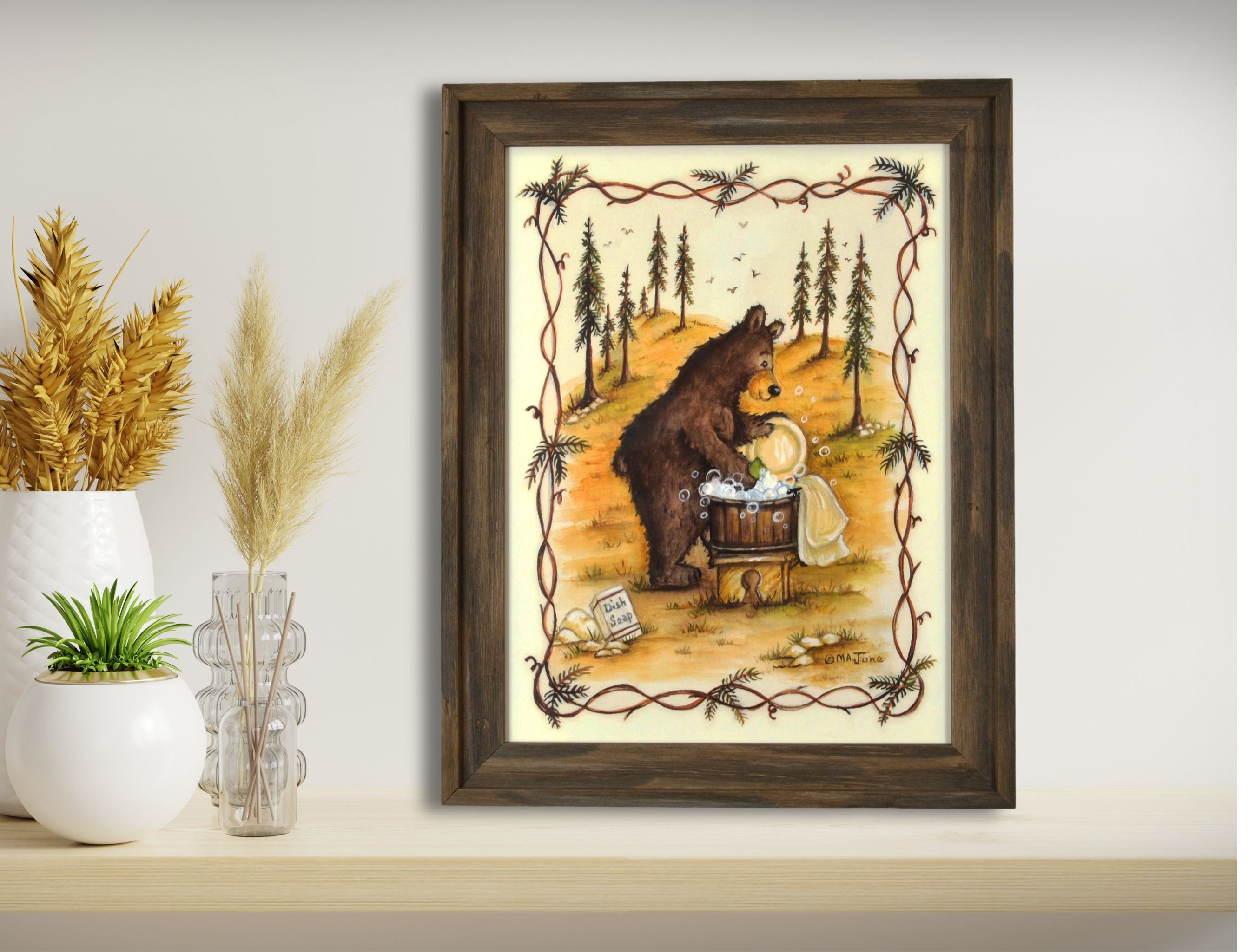 Cute Bear Wall Decor, Rustic Country Home Decor, Barn Wood Framed ...