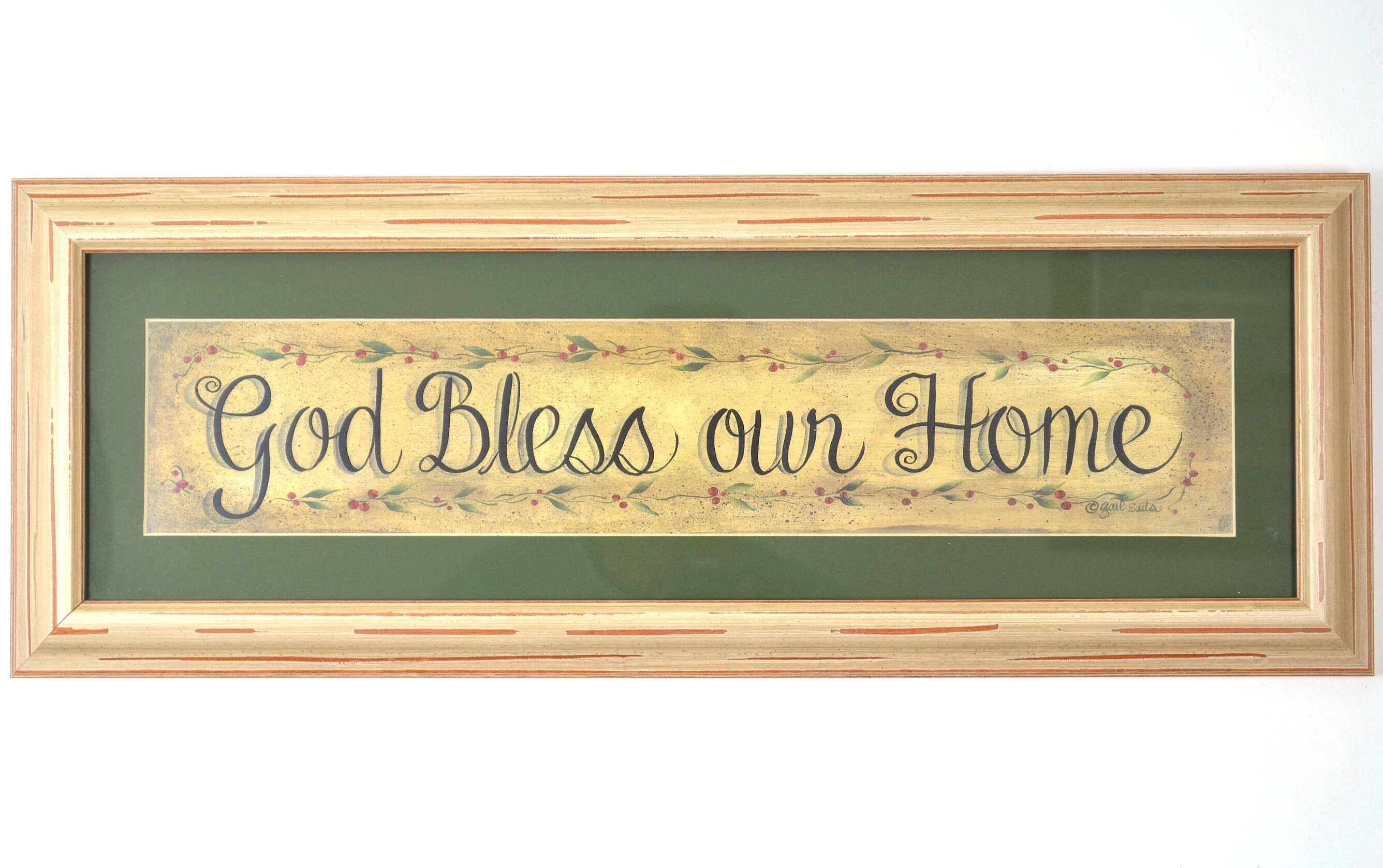 God Bless Our Home, Christian Wall Art, Rustic Framed Home Sign Print ...