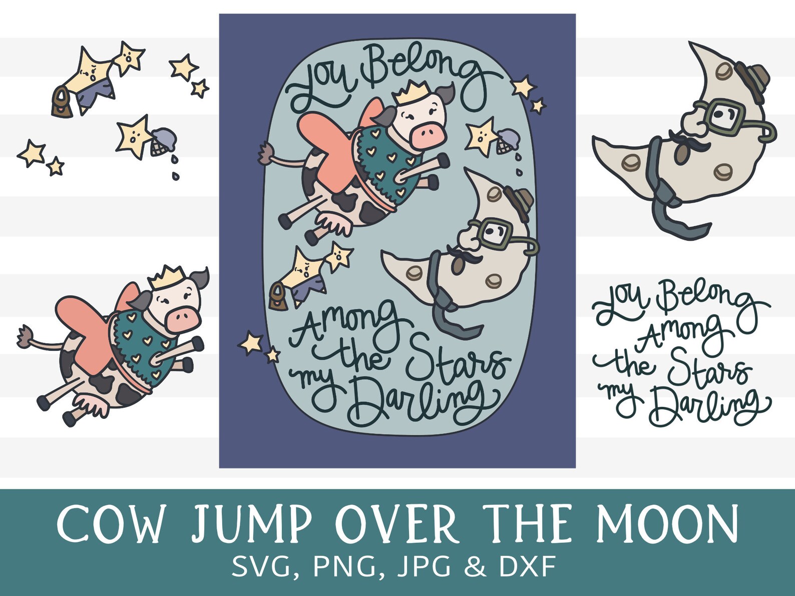 Cow Jump Over the Moon SVG Cut File for Cricut | Nursery SVG File ...