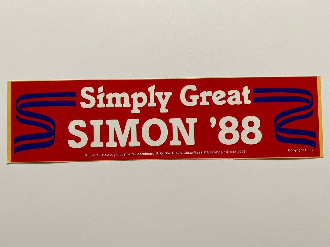 Vintage 1988 Simon Presidential Campaign Sticker - Etsy
