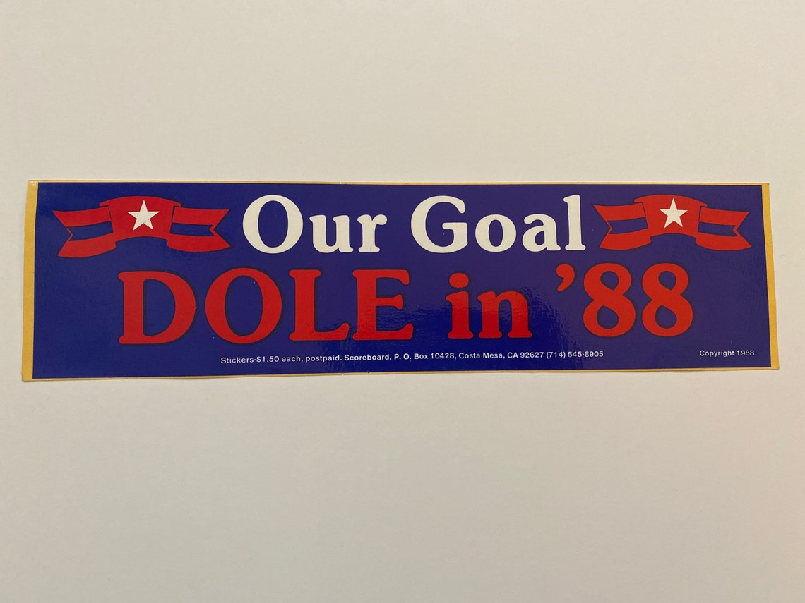 Vintage Bob Dole 1988 Political Campaign Sticker - Etsy