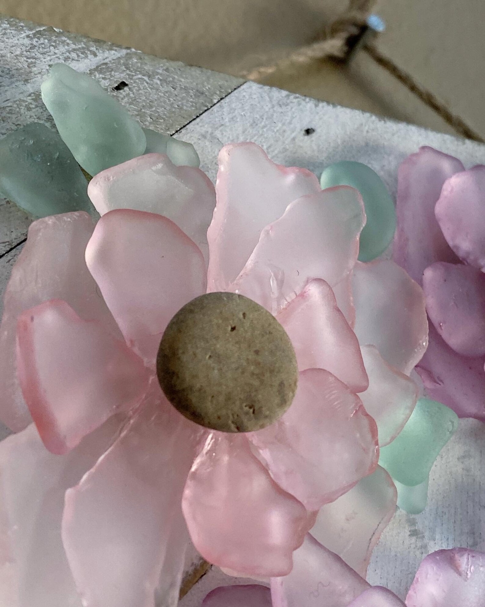 Sea Glass Flowers Springtime Blooms on Whitewash Wood Wall - Etsy