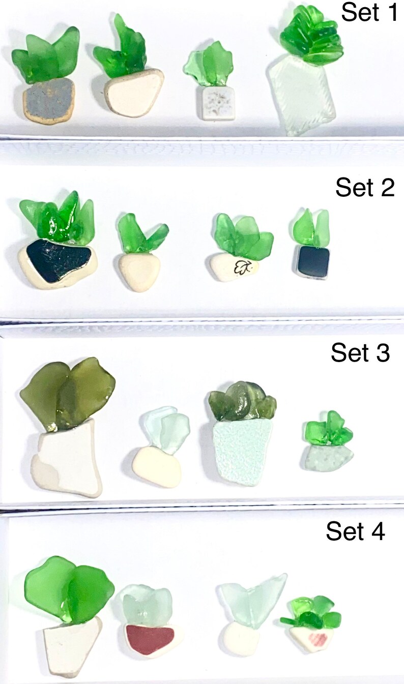 Four Mini Sea Glass Plant Magnets - Etsy