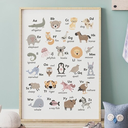 Alphabet Poster Playroom Wall Decor ABC Kids Print Boho - Etsy