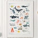 Sea Animals Numbers Poster, Ocean Animals Counting 1-10 Print, Playroom ...