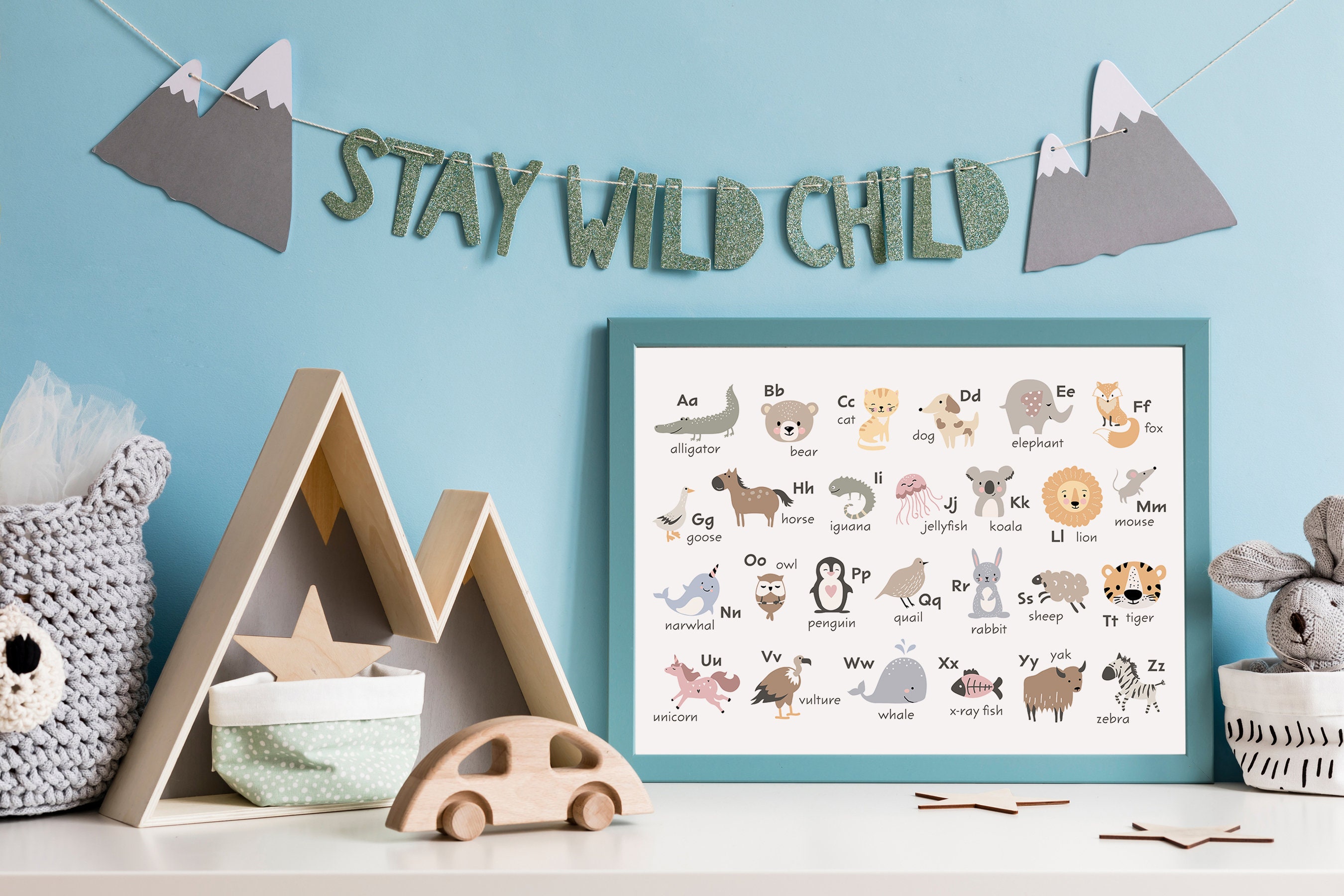 Pastel Animal Alphabet Poster Landscape Horizontal Nursery - Etsy