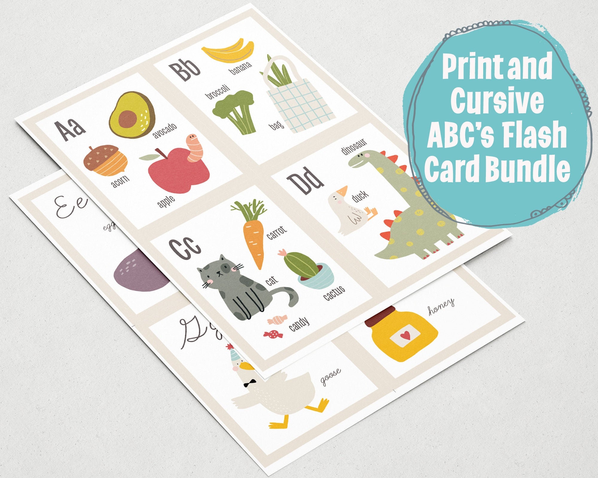 ABC Flashcard Printable Montessori Toddler Learning Alphabet - Etsy