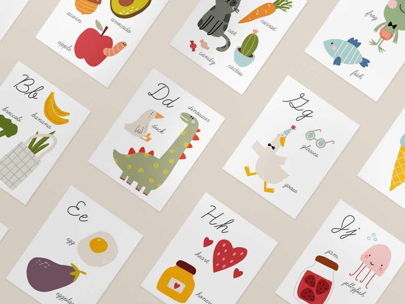 ABC Cards Cursive Alphabet Alphabet Cards Printable Flash | Etsy