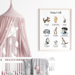 Winnie-the-pooh Nursery Wall Art, Positive Affirmations Classic Pooh ...