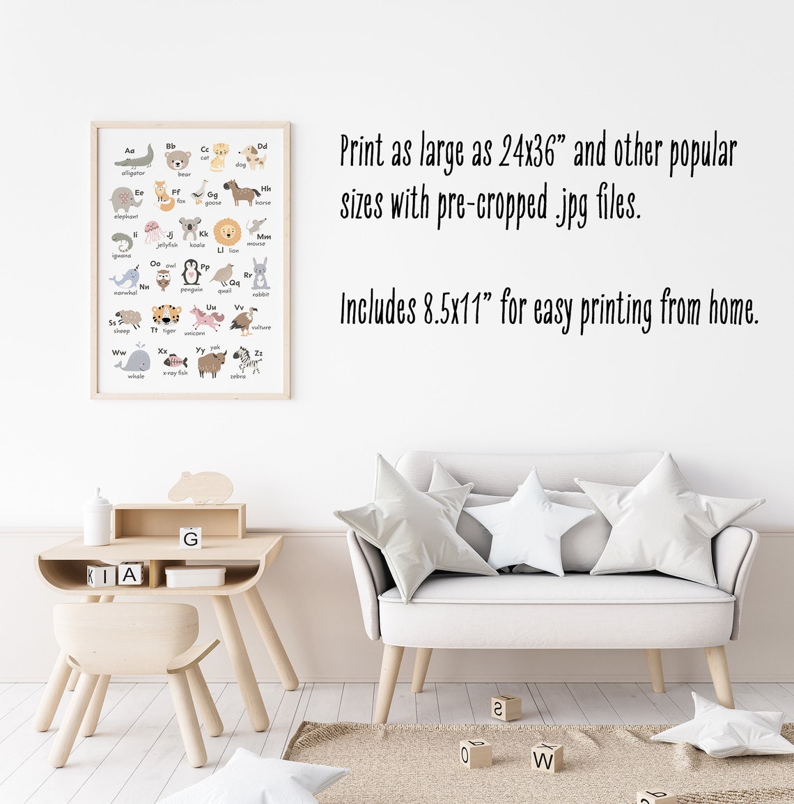 Alphabet Poster Digital Cute Animal Alphabet Printable - Etsy
