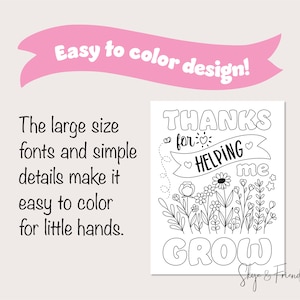 Thanks for Helping Me Grow, Teacher Thank You Coloring Printable ...