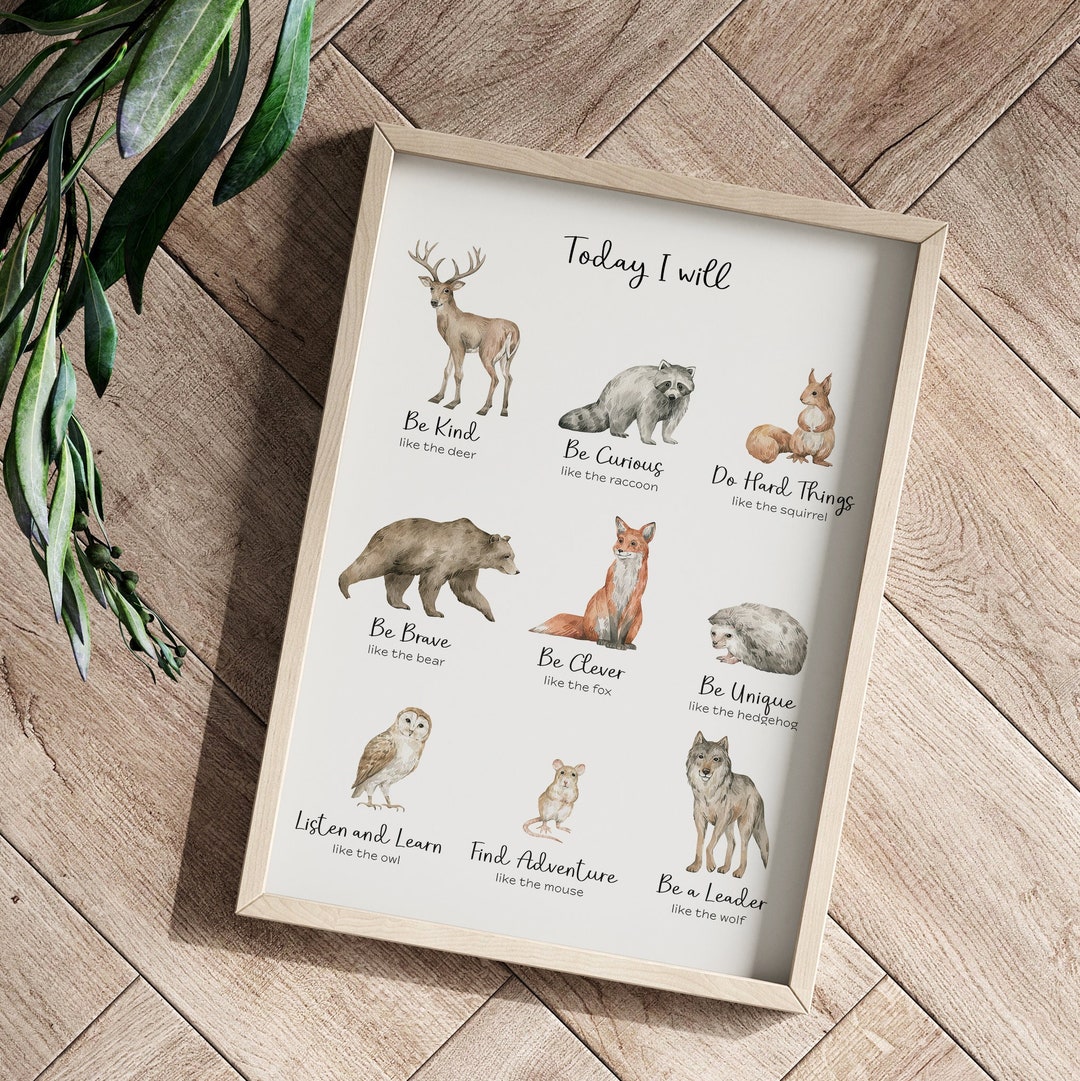 Forest Animals Positive Affirmation Print: Watercolor Nursery Decor - Etsy