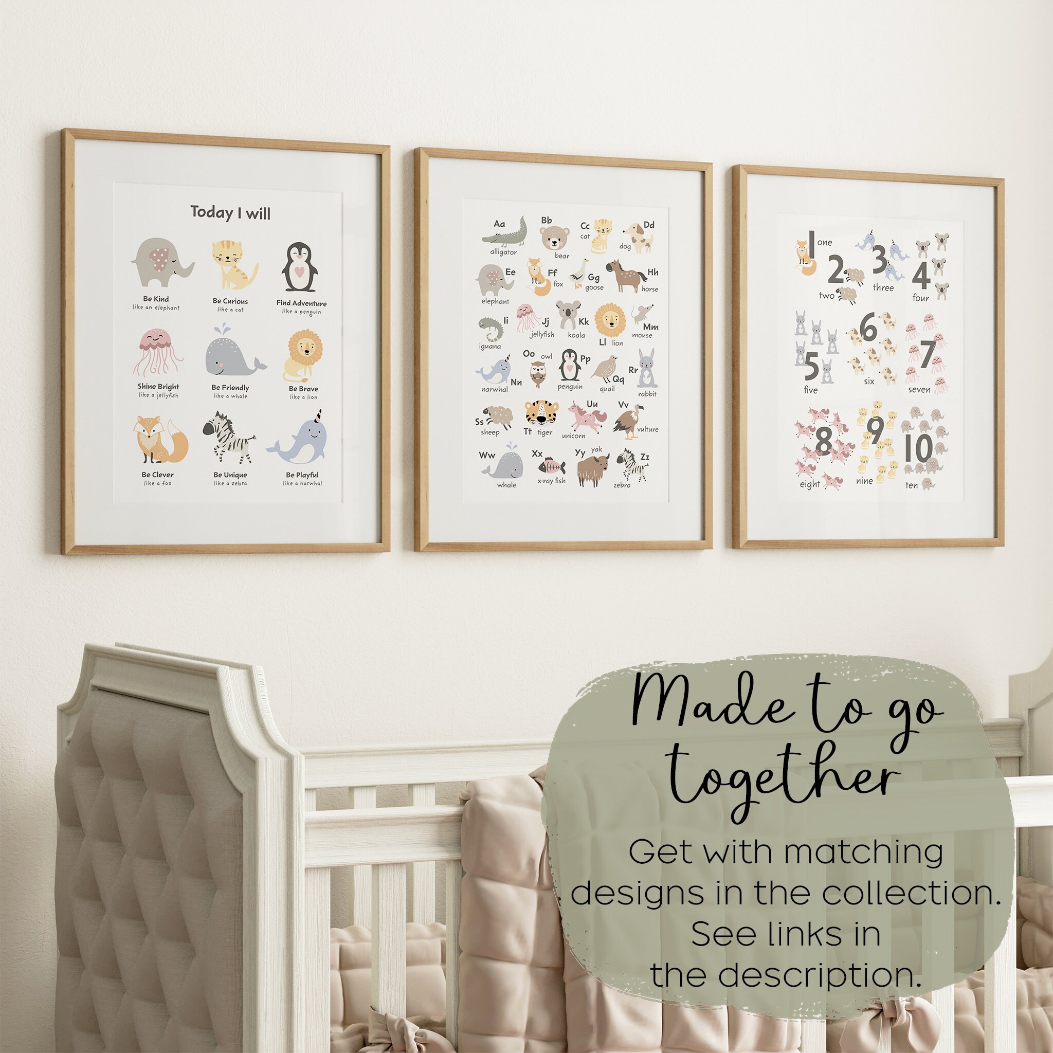 Pastel Nursery Alphabet Poster, Neutral Nursery Abcs Wall Art ...