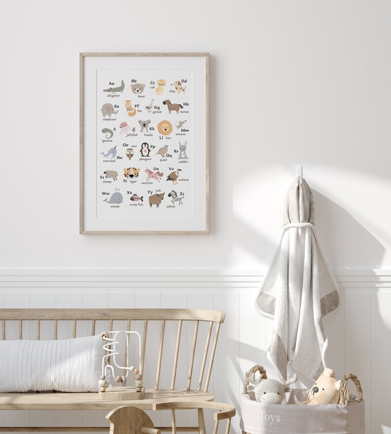 Pastel Nursery Alphabet Poster, Neutral Nursery Abcs Wall Art ...