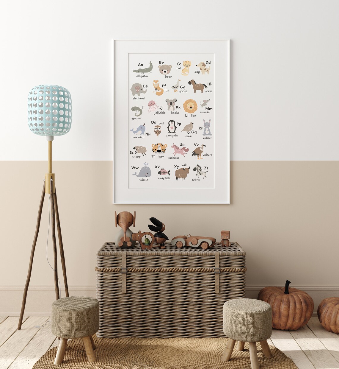 Alphabet Poster Digital Cute Animal Alphabet Printable - Etsy