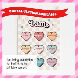 Retro Hearts Poster, Valentines Print, Positive Affirmations Poster ...