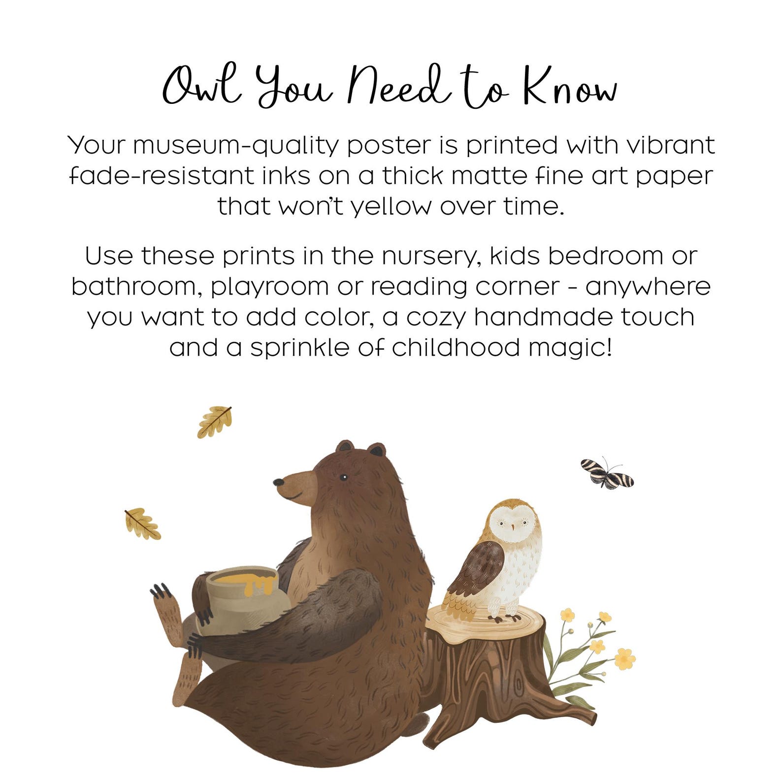 Woodland Nursery Prints Set of 2 or 3, Educational Alphabet and Numbers ...