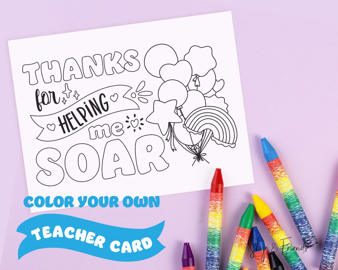 Teacher Appreciation Coloring Printable, Teacher Thank You Digital ...