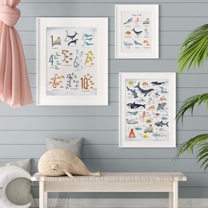 Sea Animals Numbers Poster, Ocean Animals Counting 1-10 Print, Playroom ...