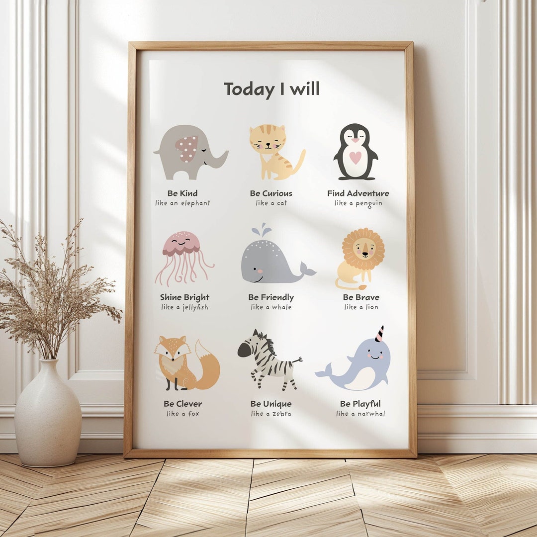 Pastel Positive Affirmations Nursery Wall Art, Kids Affirmative Daily ...