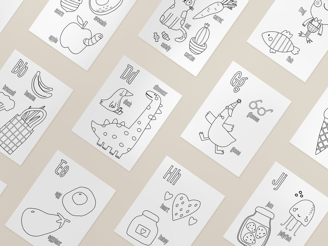 Alphabet Coloring Pages: ABC Flash Cards, Kids Learning (PDF Digital ...