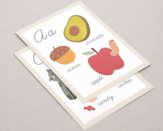 ABC Cards Cursive Alphabet Alphabet Cards Printable Flash | Etsy