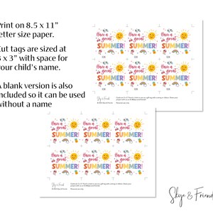 End of School Classroom Gift Tags, Last Day of School Printable Summer ...
