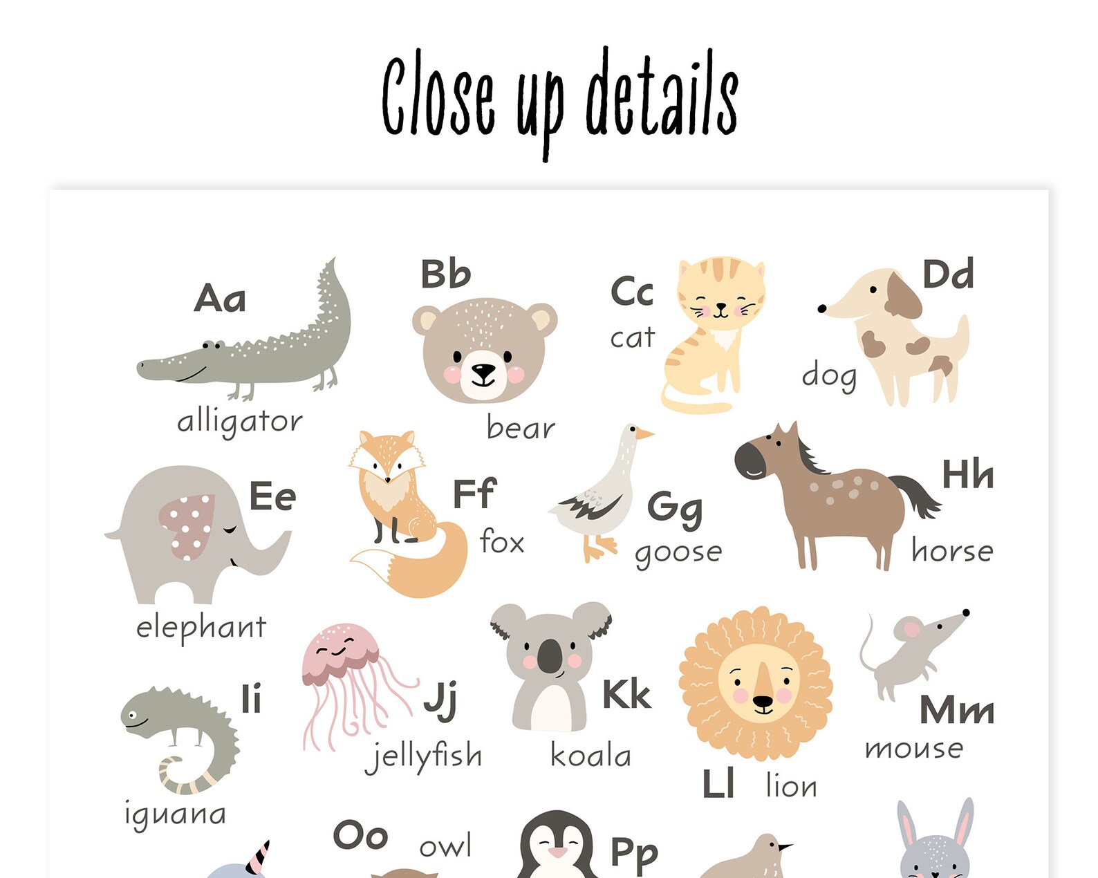 Alphabet Poster Digital Cute Animal Alphabet Printable - Etsy