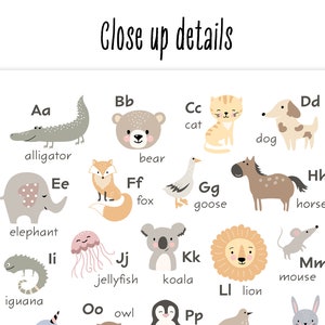 Alphabet Poster Digital, Cute Animal Alphabet Printable, Playroom Wall ...