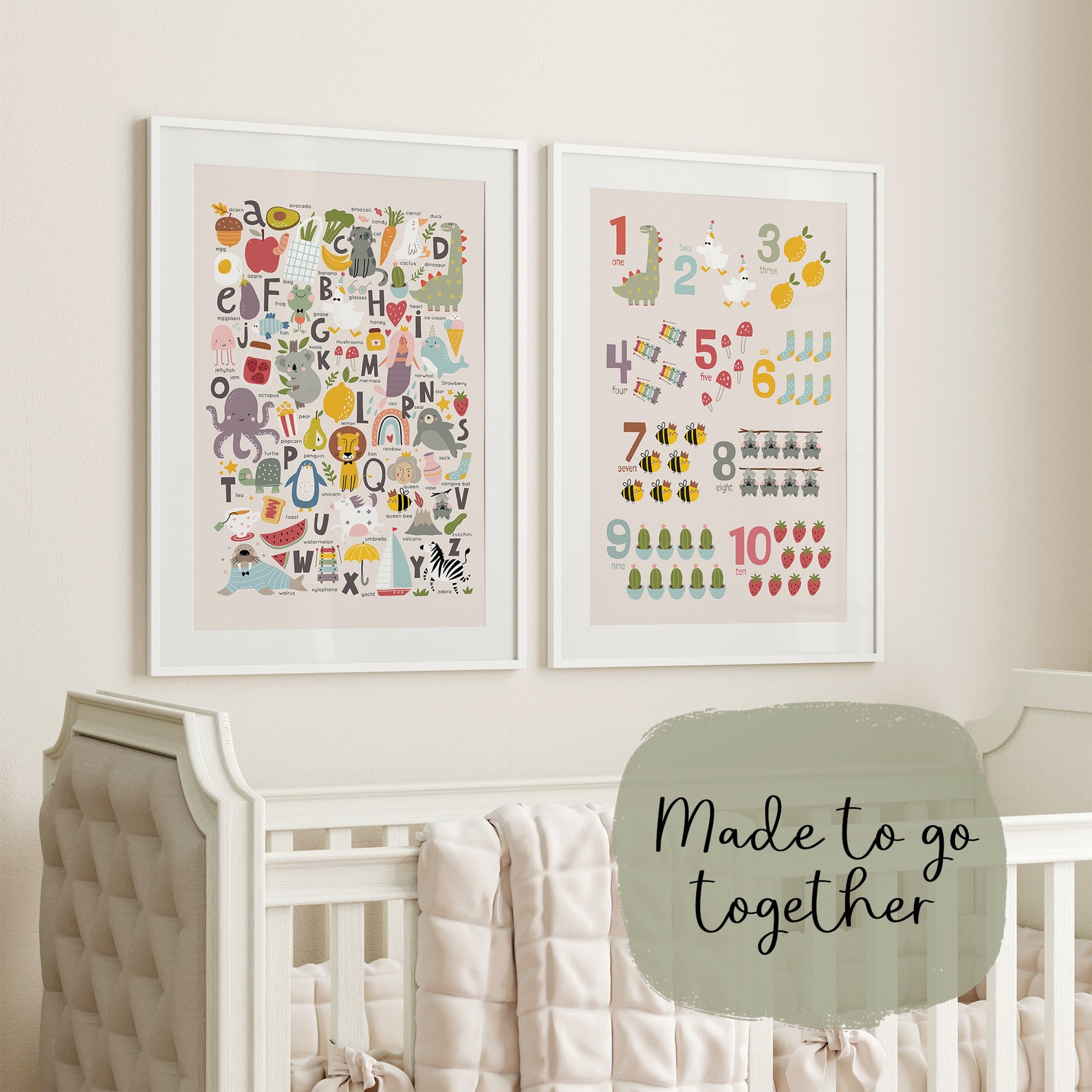 Pastel ABC & 123 Nursery Print Set: Whimsical Educational Wall Art - Etsy