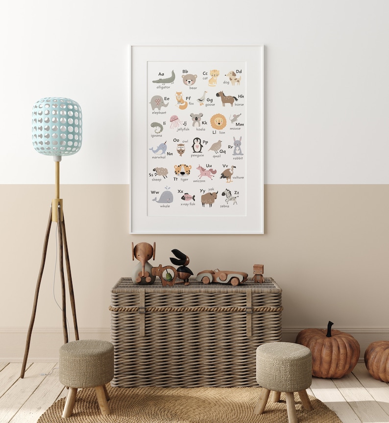 Pastel Nursery Alphabet Poster, Neutral Nursery Abcs Wall Art ...