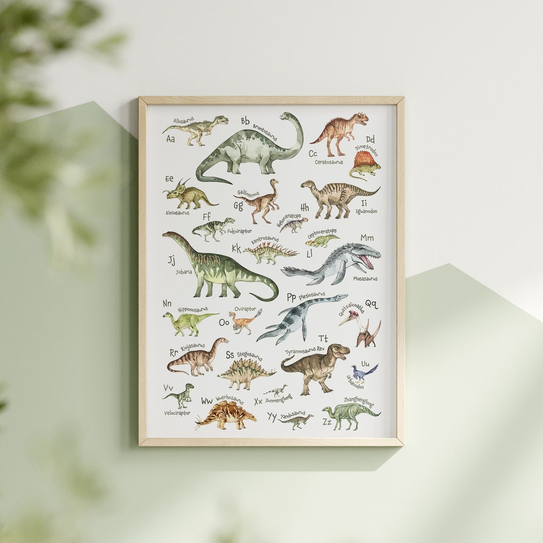 Dinosaur Alphabet Poster: Watercolor Abcs Nursery Wall Art - Etsy
