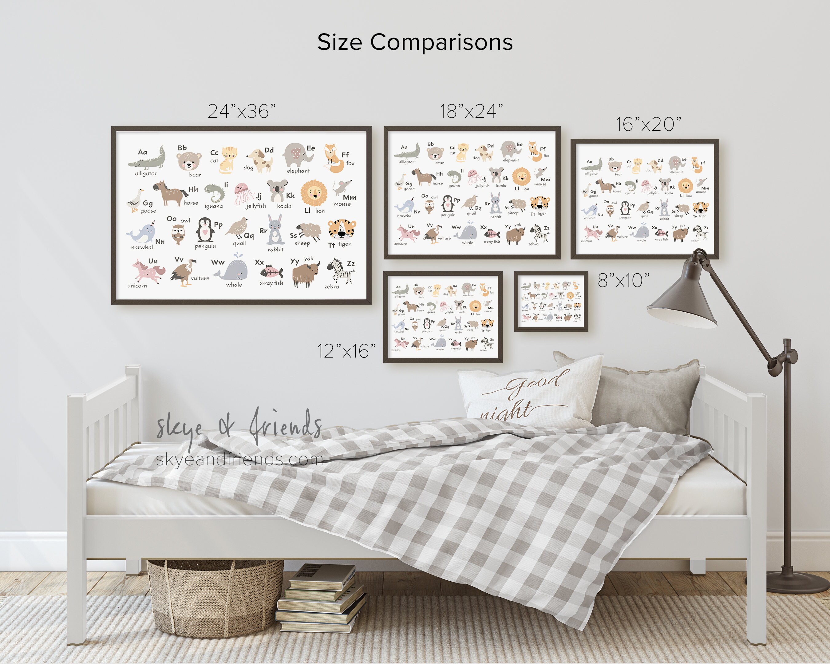 Pastel Animal Alphabet Poster Landscape Horizontal Nursery - Etsy