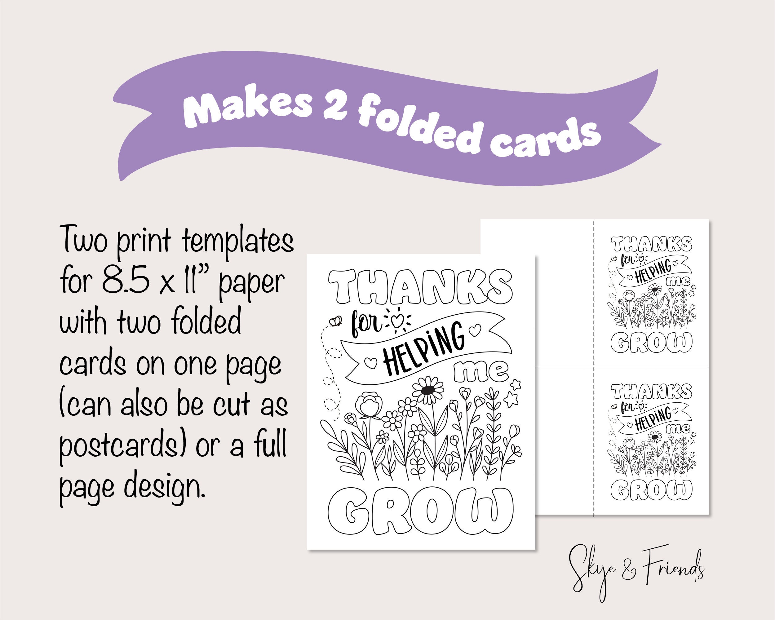Thanks for Helping Me Grow, Teacher Thank You Coloring Printable ...