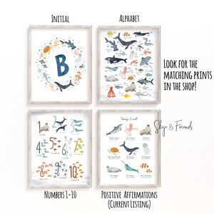 Sea Animals Positive Affirmations Poster: Kids Watercolor Nautical ...