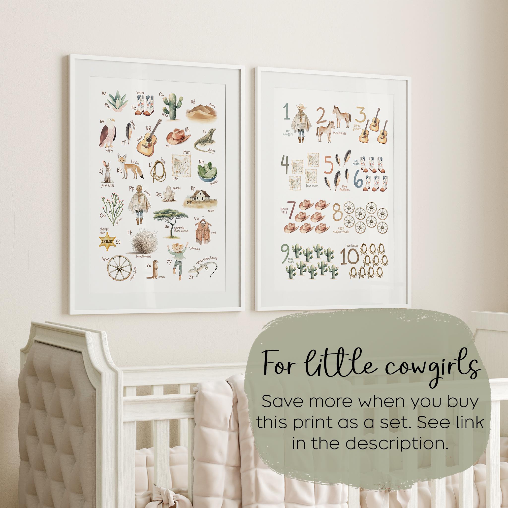 Western Nursery Alphabet Print, Cowgirl ABC Art Poster, Girls Room ...